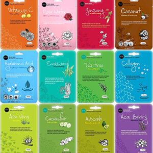 celavi Face Mask Set Korean Beauty Essence Facial Paper Sheet Mask Korea Skin Care Moisturizing 12 flavors (New) K-Beauty Skincare 12 masks in a pack Made in Korea