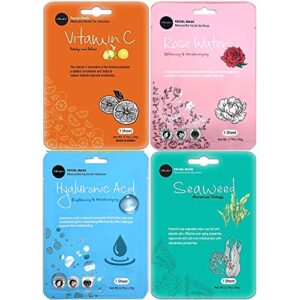 celavi Face Mask Set Korean Beauty Essence Facial Paper Sheet Mask Korea Skin Care Moisturizing 12 flavors (New) K-Beauty Skincare 12 masks in a pack Made in Korea