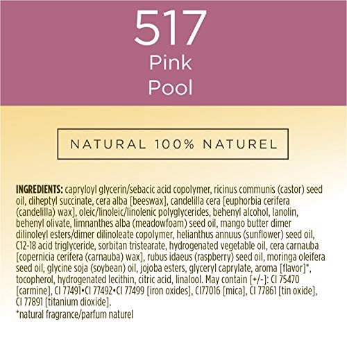 Burts Bees 100% Natural Glossy Lipstick, Pink Pool - 1 Tube