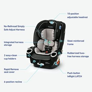 Graco 4Ever DLX SnugLock Grow 4-in-1 Car Seat | 10 Years of Use with 1 Car Seat, Featuring Easy Installation and Expandable Backrest (Maison)