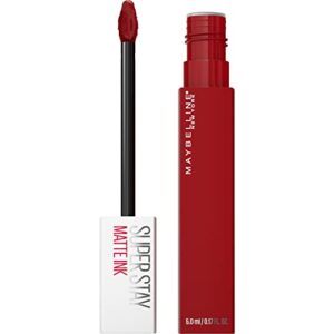 maybelline super stay matte ink liquid lipstick makeup, long lasting high impact color, up to 16h wear, exhilarator, ruby red, 1 count