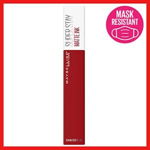 Maybelline Super Stay Matte Ink Liquid Lipstick Makeup, Long Lasting High Impact Color, Up to 16H Wear, Exhilarator, Ruby Red, 1 Count