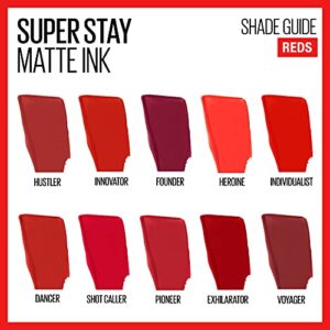 Maybelline Super Stay Matte Ink Liquid Lipstick Makeup, Long Lasting High Impact Color, Up to 16H Wear, Exhilarator, Ruby Red, 1 Count