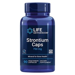 life extension strontium caps 750 mg – bone health supplement – supports bone tissue density & promotes healthy bone aging – non-gmo, gluten-free – 90 vegetarian capsules