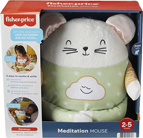 Fisher-Price Toddler Toy Meditation Mouse Plush Sound Machine With Music And Light For Preschool Kids Ages 2 To 5 Years Old