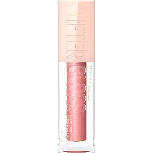 Maybelline Lifter Gloss, Hydrating Lip Gloss with Hyaluronic Acid, High Shine for Plumper Looking Lips, Moon, Nude Pink, 0.18 Ounce