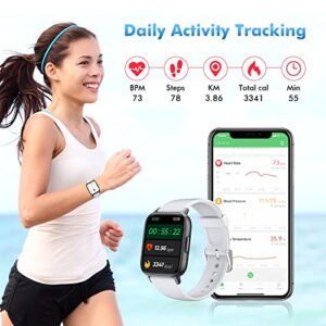 SOPPY Smart Watch for Women and Men, Sports Fitness Trackers with Heart Rate Monitor, IP67 Waterproof Watches for Women 1.69'' Touch Screen Smart Watch for Android iOS Phones with Replacement Straps