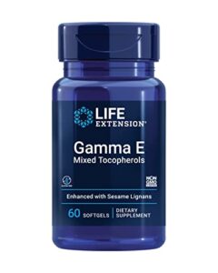 life extension gamma e mixed tocopherols — complete d-alpha vitamin e supplement for heart health and skin care – gluten-free, non-gmo – 60 softgels