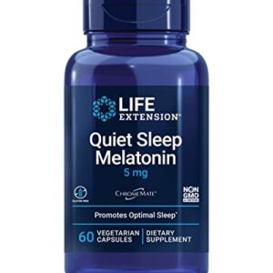 Life Extension Quiet Sleep Melatonin - 5mg of Melatonin Supplement with Vitamin C, B6, B12, Calcium, Magnesium and Inositol for Restful & Healthy Sleep - Non-GMO, Gluten-Free, Vegetarian - 60 Capsules