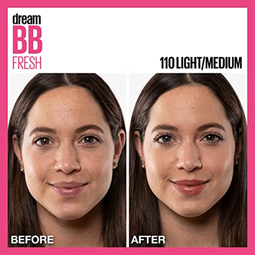 Maybelline Dream Fresh Skin Hydrating BB cream, 8-in-1 Skin Perfecting Beauty Balm with Broad Spectrum SPF 30, Sheer Tint Coverage, Oil-Free, Light/Medium, 1 Fl Oz