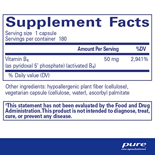 Pure Encapsulations P5P 50 | Vitamin B6 Supplement to Support Metabolism* | 180 Capsules