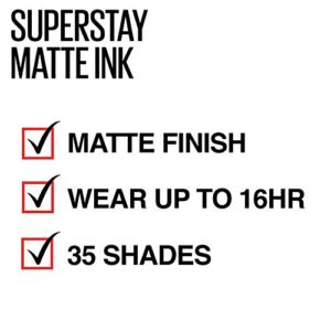 Maybelline Super Stay Matte Ink Liquid Lipstick Makeup, Long Lasting High Impact Color, Up to 16H Wear, Voyager, Deep Red, 1 Count