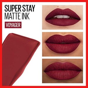 Maybelline Super Stay Matte Ink Liquid Lipstick Makeup, Long Lasting High Impact Color, Up to 16H Wear, Voyager, Deep Red, 1 Count