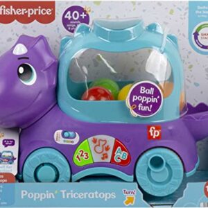 Fisher-Price Toddler Learning Toy Poppin’ Triceratops Dinosaur Pull-Along Ball Popper With Smart Stages For Ages 1+ Years