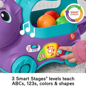 Fisher-Price Toddler Learning Toy Poppin’ Triceratops Dinosaur Pull-Along Ball Popper With Smart Stages For Ages 1+ Years