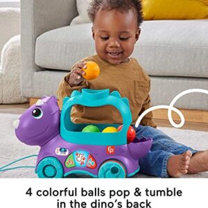 Fisher-Price Toddler Learning Toy Poppin’ Triceratops Dinosaur Pull-Along Ball Popper With Smart Stages For Ages 1+ Years