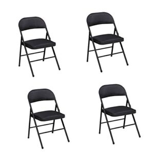 cosco commercial indoor outdoor black folding chair with fabric cushion, 4 pack