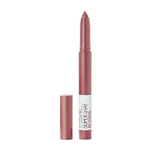 maybelline super stay ink crayon lipstick makeup, precision tip matte lip crayon with built-in sharpener, longwear up to 8hrs, lead the way, pink beige, 1 count