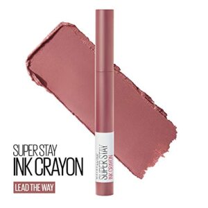 Maybelline Super Stay Ink Crayon Lipstick Makeup, Precision Tip Matte Lip Crayon with Built-in Sharpener, Longwear Up To 8Hrs, Lead The Way, Pink Beige, 1 Count