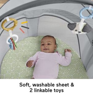 Fisher-Price Portable Bassinet And Play Space On-The-Go Baby Dome With 2 Toys And Canopy, Puppy Perfection