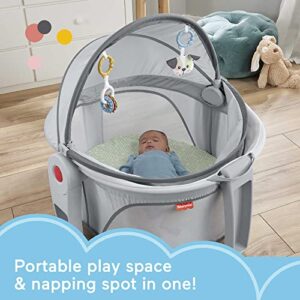 Fisher-Price Portable Bassinet And Play Space On-The-Go Baby Dome With 2 Toys And Canopy, Puppy Perfection