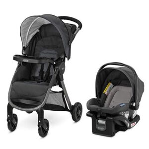 graco fastaction se travel system | includes quick folding stroller and snugride 35 lite infant car seat, redmond