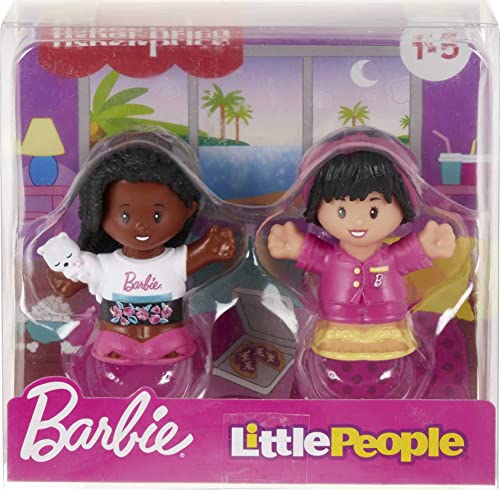 Fisher-Price Little People Barbie Toddler Toys Sleepover Figure Pack, 2 Characters for Pretend Play Ages 18+ Months