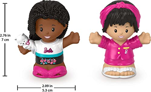 Fisher-Price Little People Barbie Toddler Toys Sleepover Figure Pack, 2 Characters for Pretend Play Ages 18+ Months