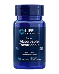 life extension super absorbable tocotrienols – vitamin e d-alpha tocopherol supplement for healthy brain, hair, skin, eye and immune system – gluten-free, non-gmo – 60 softgels