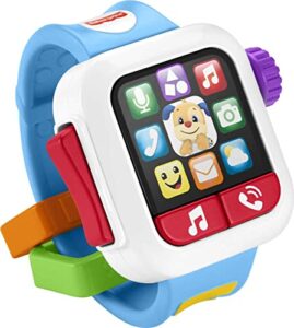 fisher-price laugh & learn baby to toddler toy time to learn smartwatch with lights & music for pretend play ages 6+ months