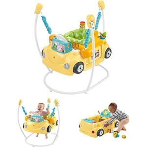 fisher-price baby to toddler learning toy 2-in-1 servin’ up fun jumperoo activity center with music lights and shape sorting puzzle play