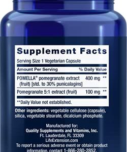 Life Extension Pomegranate Supplement for Cardiovascular Health Support – Non-GMO, Gluten-Free - 30 Vegetarian Capsules