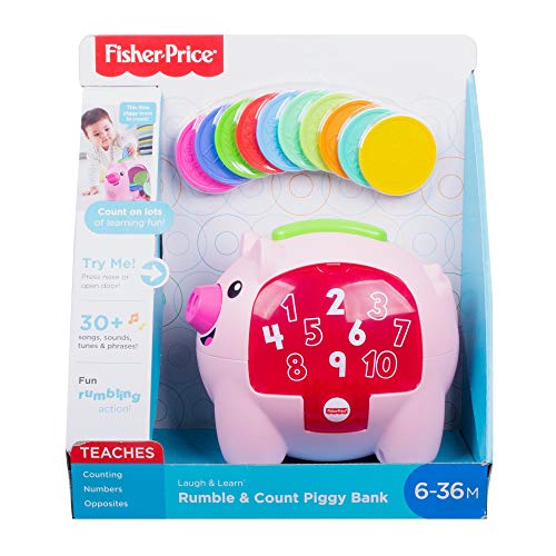 Fisher-Price Laugh & Learn Musical Toy Count & Rumble Piggy Bank With Songs And Motion For Baby & Toddler Ages 6+ Months