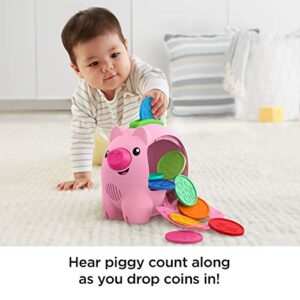 Fisher-Price Laugh & Learn Musical Toy Count & Rumble Piggy Bank With Songs And Motion For Baby & Toddler Ages 6+ Months