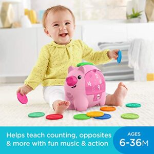 Fisher-Price Laugh & Learn Musical Toy Count & Rumble Piggy Bank With Songs And Motion For Baby & Toddler Ages 6+ Months