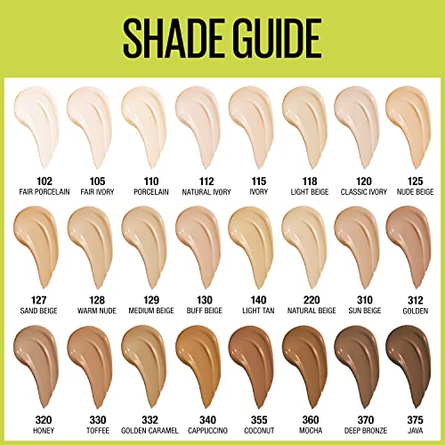 Maybelline Super Stay Full Coverage Liquid Foundation Active Wear Makeup, Up to 30Hr Wear, Transfer, Sweat & Water Resistant, Matte Finish, Classic Ivory, 1 Count