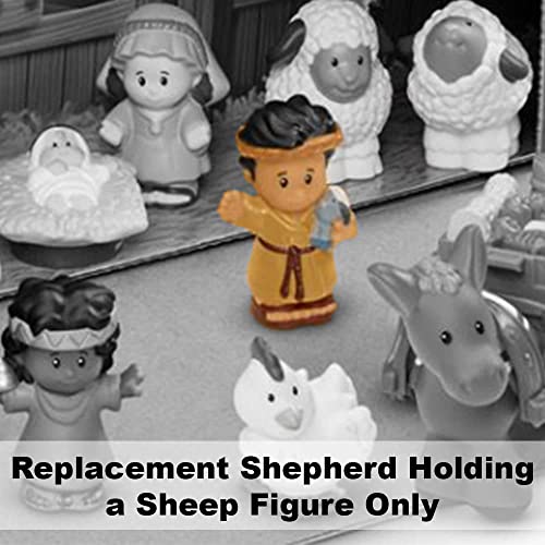 F-Price Replacement Part for Fisher-Price Little People Nativity Set - N4630 ~ Replacement Shepherd Holding a Sheep ~ Works with Many Sets, Brown, Gray