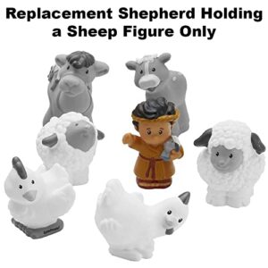 F-Price Replacement Part for Fisher-Price Little People Nativity Set - N4630 ~ Replacement Shepherd Holding a Sheep ~ Works with Many Sets, Brown, Gray