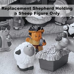 F-Price Replacement Part for Fisher-Price Little People Nativity Set - N4630 ~ Replacement Shepherd Holding a Sheep ~ Works with Many Sets, Brown, Gray