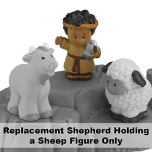 F-Price Replacement Part for Fisher-Price Little People Nativity Set - N4630 ~ Replacement Shepherd Holding a Sheep ~ Works with Many Sets, Brown, Gray