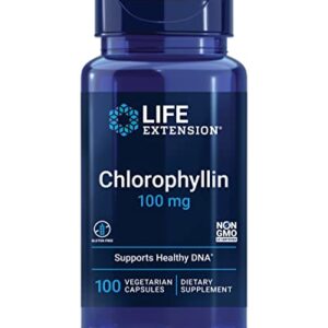 Life Extension Chlorophyllin 100mg – Powerful Antioxidant Supplement Pill for DNA, Liver Health and Detox – Non-GMO, Gluten-Free, Vegetarian - 100 Capsules