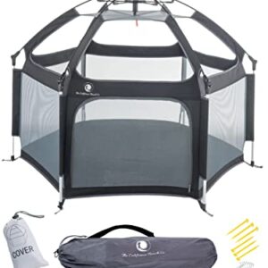 POP 'N GO Premium Indoor and Outdoor Baby Playpen - Portable, Lightweight, Pop Up Pack and Play Toddler Play Yard w/ Canopy and Travel Bag - Black