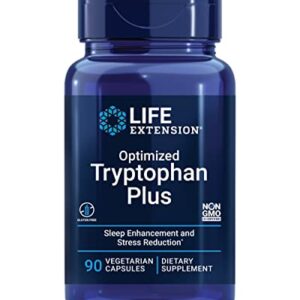 Life Extension Optimized Tryptophan Plus 1000mg - L-Tryptophan Supplement with Niacin and L-Lysine for Healthy Sleep & Stress Response – Gluten-Free, Non-GMO, Vegetarian - 90 Capsules