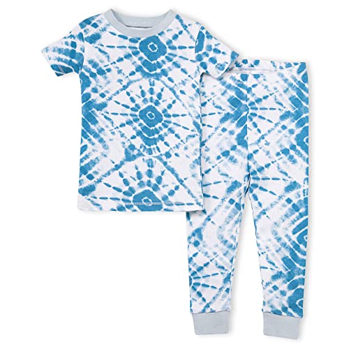 Burt's Bees Baby Baby Boys' PJ Set, Tee and Pant 2-Piece Pajamas, 100% Organic Cotton, Diamond Tie Dye, 2T