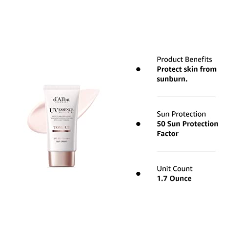 d'Alba Italian White Truffle Waterfull Tone-up Sunscreen, pure and Vegan hybrid pink tinted moisturizer, glow and brightening sunscreen, gentle and safe use sunscreen