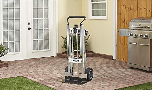 COSCO 12326ASB1E 3-in-1 Series Assisted Cart with Flat-Free Wheels Hand Truck, Black