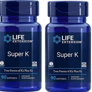 Life Extension SUPER K W/ ADVANCED K2 COMPLEX 90 SOFTGELS (2 Pack)