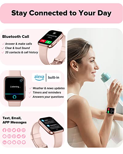 Fitness Tracker, Smart Watch with Alexa [Answer/Make Call] 24/7 Heart Rate，Blood Oxygen Monitor, Sleep Tracker, IP68 Waterproof Activity Trackers and Smart Watches for Android iOS