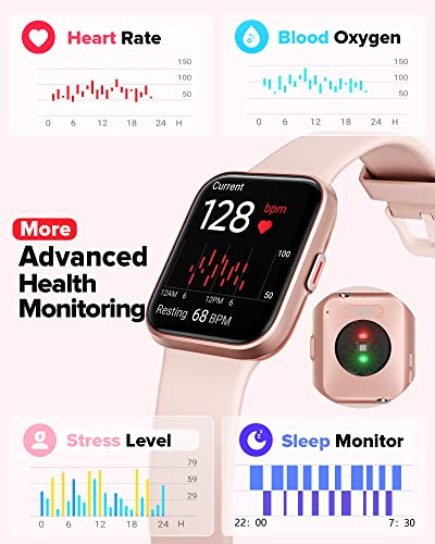 Fitness Tracker, Smart Watch with Alexa [Answer/Make Call] 24/7 Heart Rate，Blood Oxygen Monitor, Sleep Tracker, IP68 Waterproof Activity Trackers and Smart Watches for Android iOS