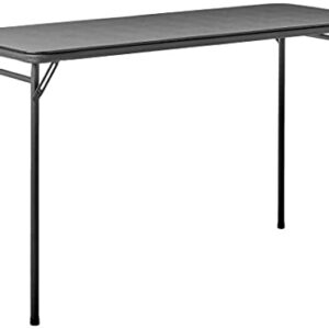 COSCO 20" x 48" Vinyl Top Folding Table & 6 Foot x 30 inch Fold-in-Half Blow Molded Folding Table, Black